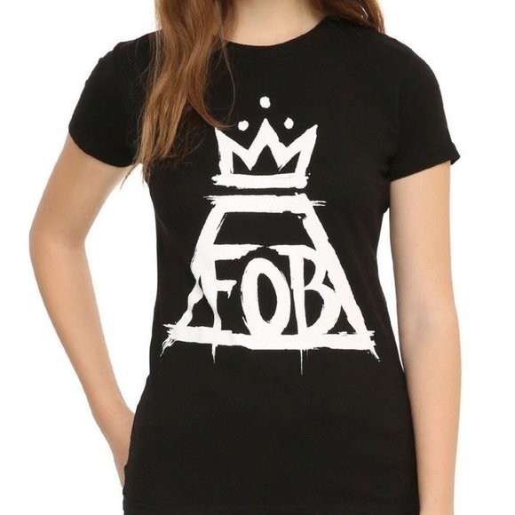 Hot Topic | Tops | Hot Topic Fall Out Boy Juniors Crown Logo Black Tee ...